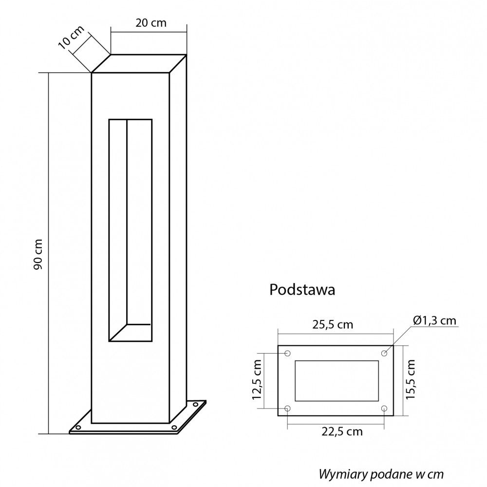 Lampa ogrodowa stojąca 1x GU10 90cm - REKTAN RE-900 - ELED